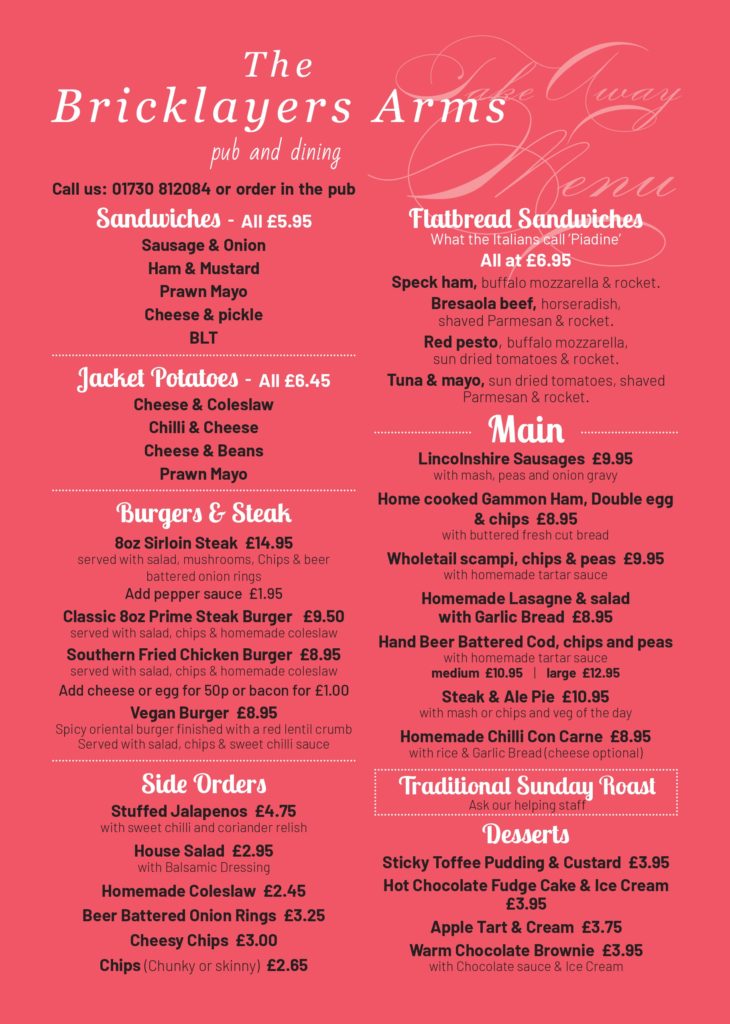 Menu - Bricklayers