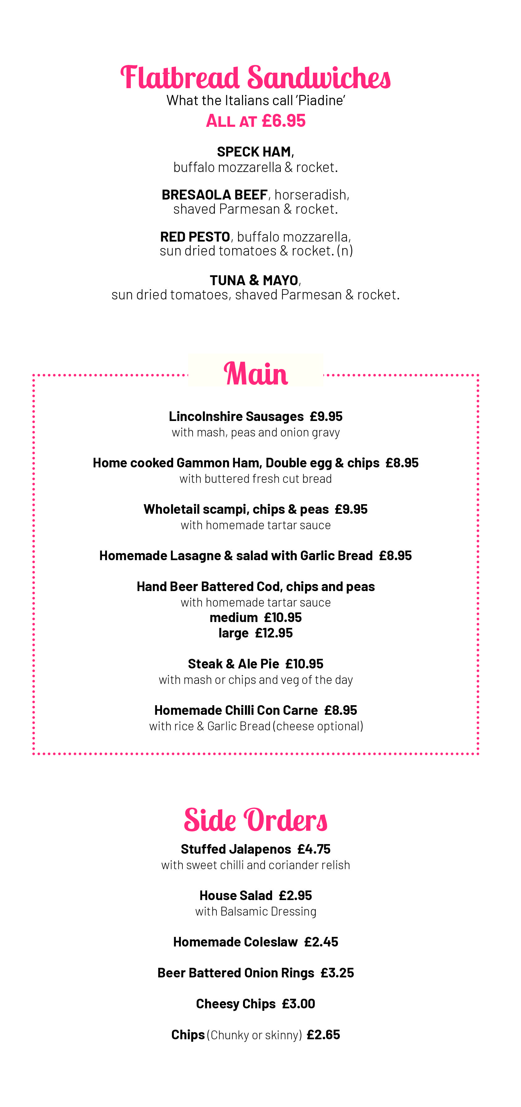 Menu - Bricklayers
