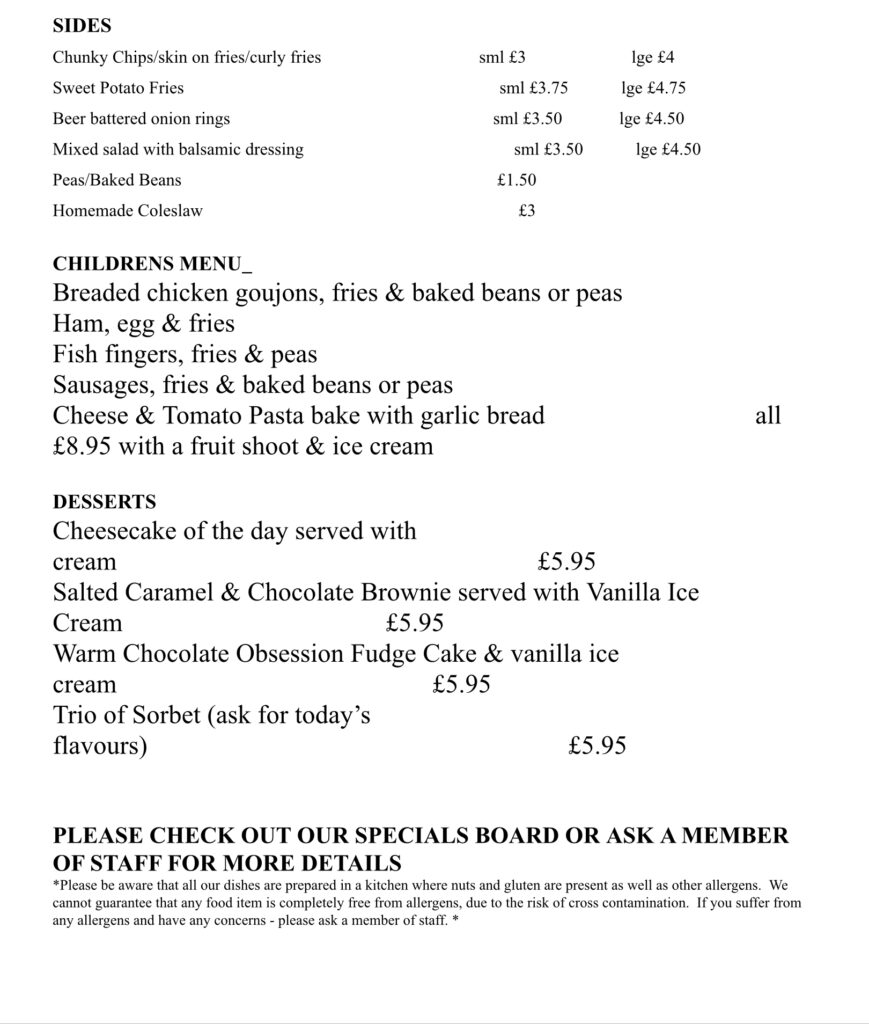 Menu - Bricklayers