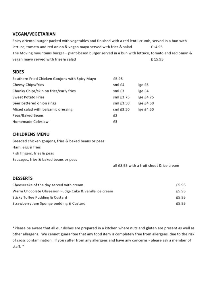 Menu - Bricklayers